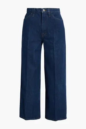 FRAME Le Italien Cropped Highrise Wideleg Jeans - Dark Denim