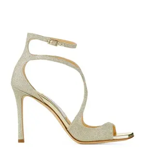 JIMMY CHOO Azia 95 Glitter Sandals - Silver