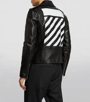 Off-White Leather Diagonals Biker Jacket