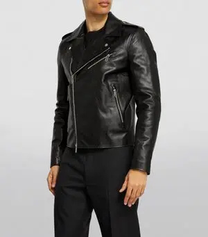 Off-White Leather Diagonals Biker Jacket