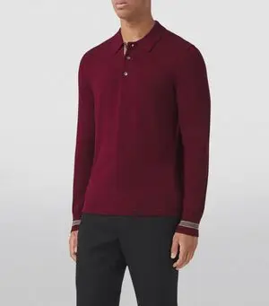 Burberry Wool Icon Stripe Long-sleeved Polo Shirt