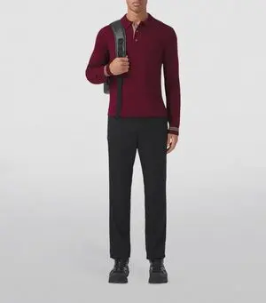 Burberry Wool Icon Stripe Long-sleeved Polo Shirt