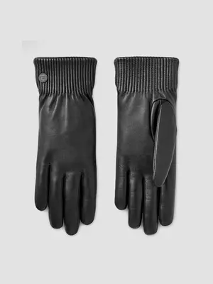 Canada Goose Ribbed Leather Gloves - Black