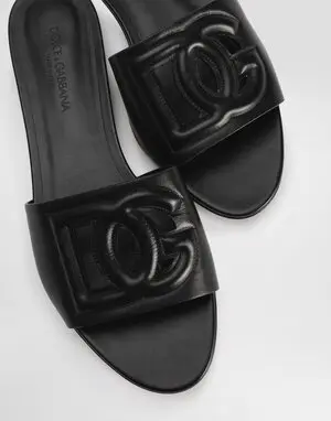 Dolce & Gabbana Calfskin Sliders - Black