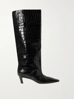 TOTEME Croc-effect Leather Knee Boots