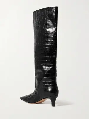 TOTEME Croc-effect Leather Knee Boots