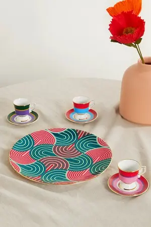 La DoubleJ Printed Wood Tray Red