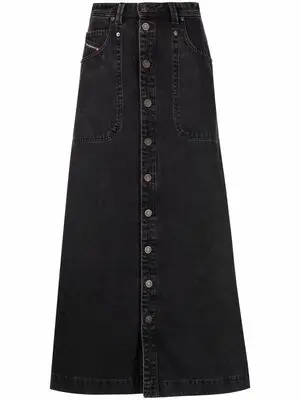 DIESEL® De-albus-l A-line Denim Skirt - Black