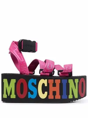 Moschino Logo Wedge Sandals