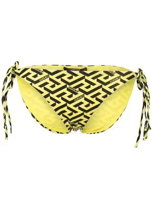 Versace Greca Signature-print Bikini Bottom - Yellow
