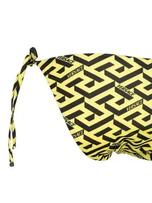 Versace Greca Signature-print Bikini Bottom - Yellow