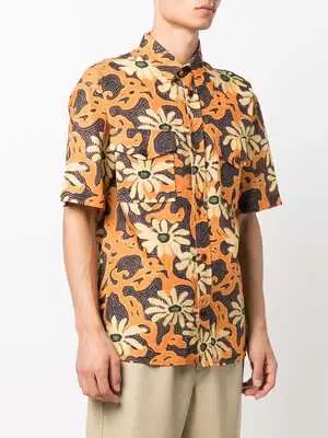 Nanushka Floral Print Shirt - Orange