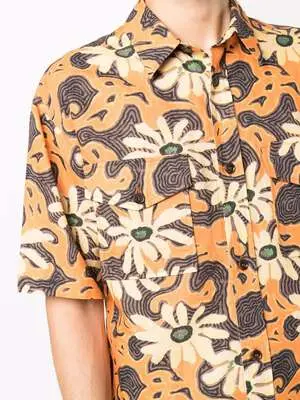 Nanushka Floral Print Shirt - Orange