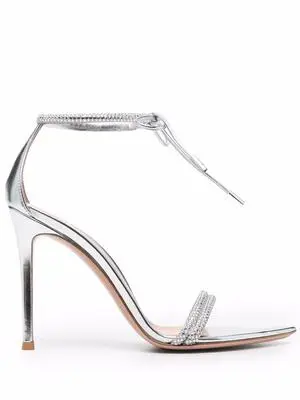 GIANVITO ROSSI Montecarlo 105mm Tie-fastening Sandals - Silver