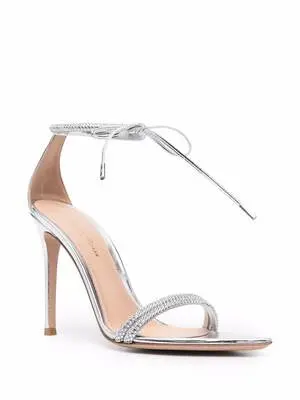 GIANVITO ROSSI Montecarlo 105mm Tie-fastening Sandals - Silver