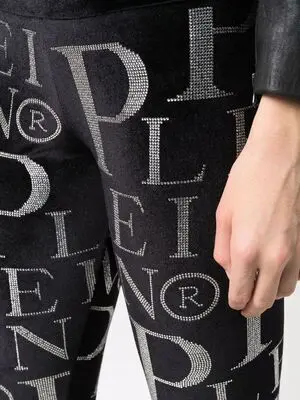 Philipp Plein Velvet Logo-print High-waisted Leggings