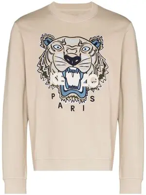 Kenzo Tiger-embroidered Sweatshirt - Neutrals