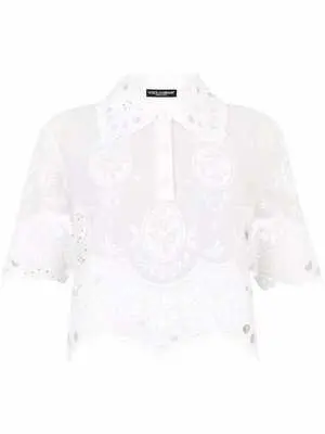 Dolce & Gabbana Embroidered Gauze Polo Shirt