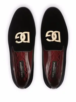 Dolce & Gabbana Dg-logo Velvet Slippers