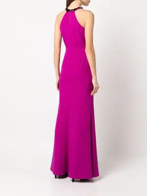 Marchesa Halterneck Gown With Keyhole Neck