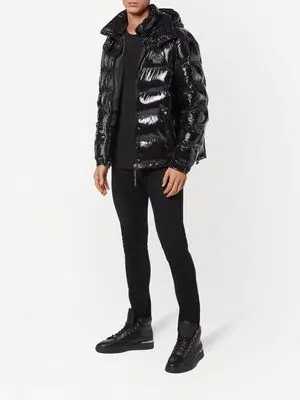 Philipp Plein High-shine Padded Jacket - Black