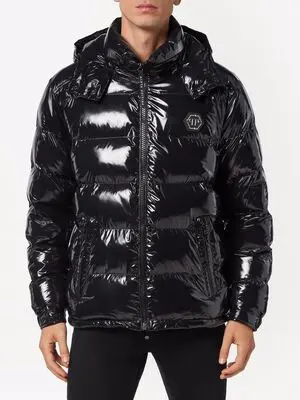 Philipp Plein High-shine Padded Jacket - Black