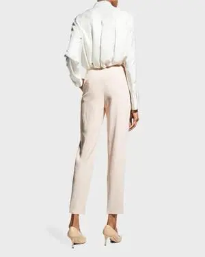 Giorgio Armani Cady Slim-leg Ankle Trousers - Solid Medium Beige