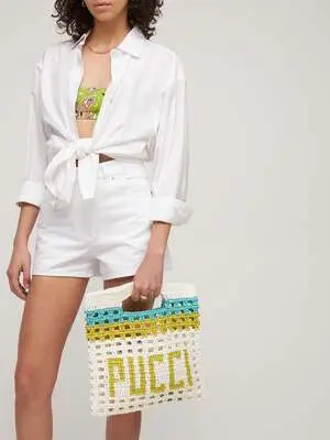 Emilio Pucci Viscose Crochet Top Handle Bag
