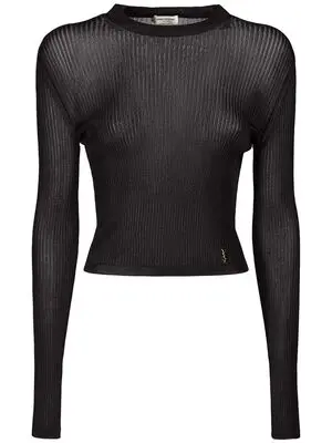 Saint Laurent Viscose Knit Top - Black