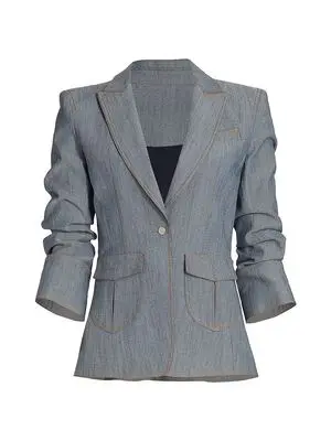 Cinq À Sept Louisa Gathered Sleeve Jacket Indigo