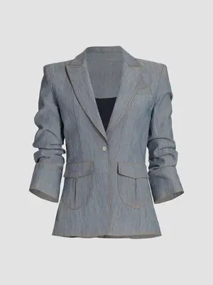 Cinq À Sept Louisa Gathered Sleeve Jacket - Light Indigo