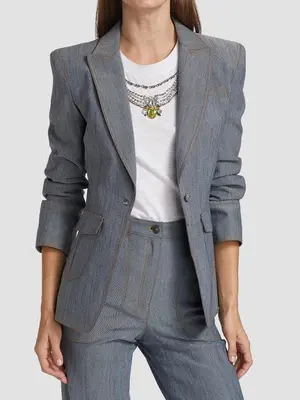 Cinq À Sept Louisa Gathered Sleeve Jacket - Light Indigo