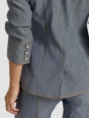 Cinq À Sept Louisa Gathered Sleeve Jacket - Light Indigo
