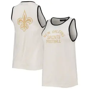 Junk Food Black New Orleans Saints Throwback Pop Binding Scoop Neck Tank Top - White