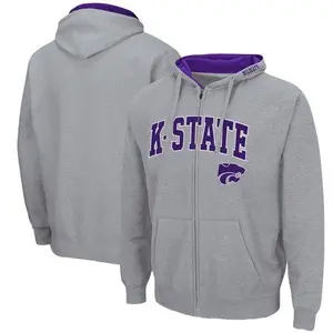 COLOSSEUM Kansas State Wildcats Arch & Logo 3.0 Full-zip Hoodie - Heather Gray