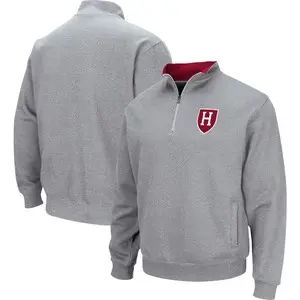 COLOSSEUM Heathered Gray Harvard Crimson Tortugas Team Logo Quarter-zip Jacket - Heather Gray
