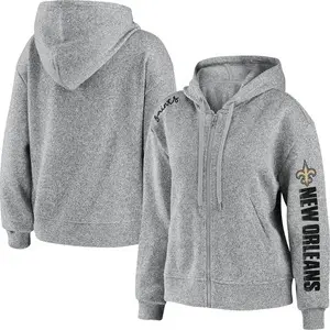 WEAR BY ERIN ANDREWS Heathered Gray New Orleans Saints Full-zip Hoodie - Heather Gray
