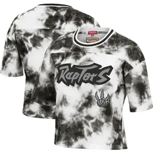 Mitchell & Ness White Toronto Raptors Hardwood Classics Tie-dye Cropped T-shirt - Black