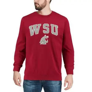 COLOSSEUM Washington State Cougars Arch & Logo Crew Neck Sweatshirt - Crimson