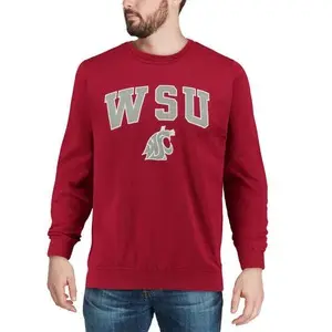 COLOSSEUM Washington State Cougars Arch & Logo Crew Neck Sweatshirt - Crimson