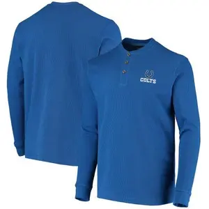 DUNBROOKE Indianapolis Colts Logo Maverick Thermal Henley Long Sleeve T-shirt - Royal