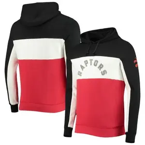 Junk Food White Toronto Raptors Wordmark Colorblock Fleece Pullover Hoodie - Black