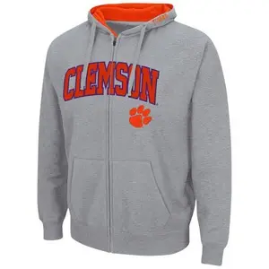 COLOSSEUM Clemson Tigers Arch & Logo 3.0 Full-zip Hoodie - Heather Gray