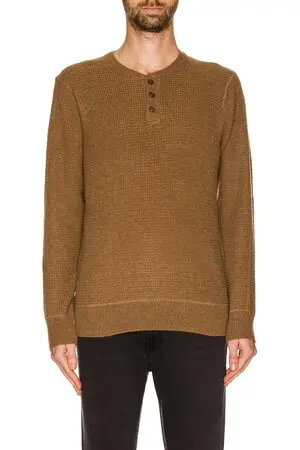 SCHOTT Button Henley Sweater - Camel
