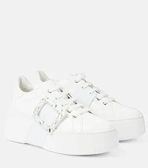 ROGER VIVIER Viv' Skate Leather Sneakers - White