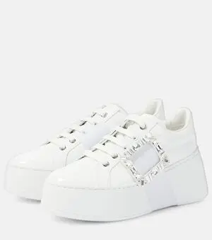 ROGER VIVIER Viv' Skate Leather Sneakers - White