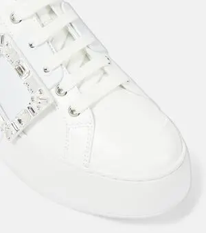 ROGER VIVIER Viv' Skate Leather Sneakers - White