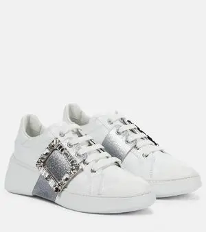ROGER VIVIER Viv' Skate Leather Sneakers - White
