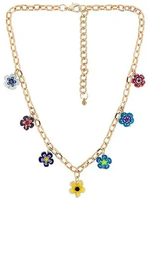 PETIT MOMENTS Plated Stainless Steel Daisy Chain Necklace With Glass Beads - Gold