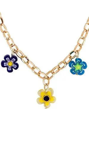 PETIT MOMENTS Plated Stainless Steel Daisy Chain Necklace With Glass Beads